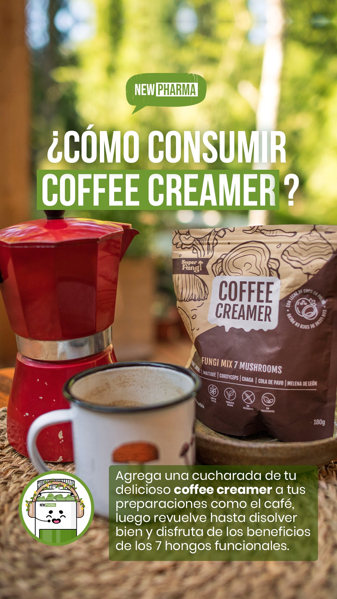 Coffee Creamer de NewPharma | Mezcla de 7 Hongos Funcionales